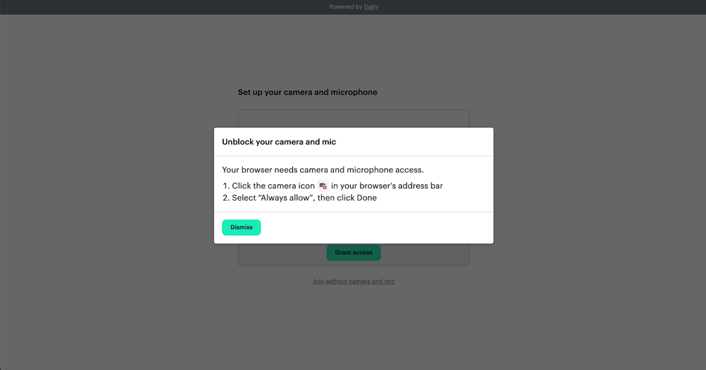How to display device permission errors in a custom video or audio call app built with Daily