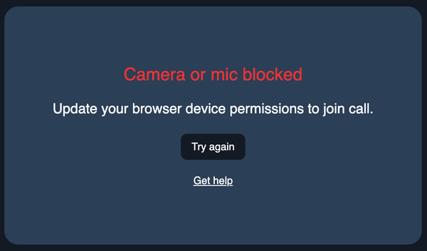 How to display device permission errors in a custom video or audio call app built with Daily